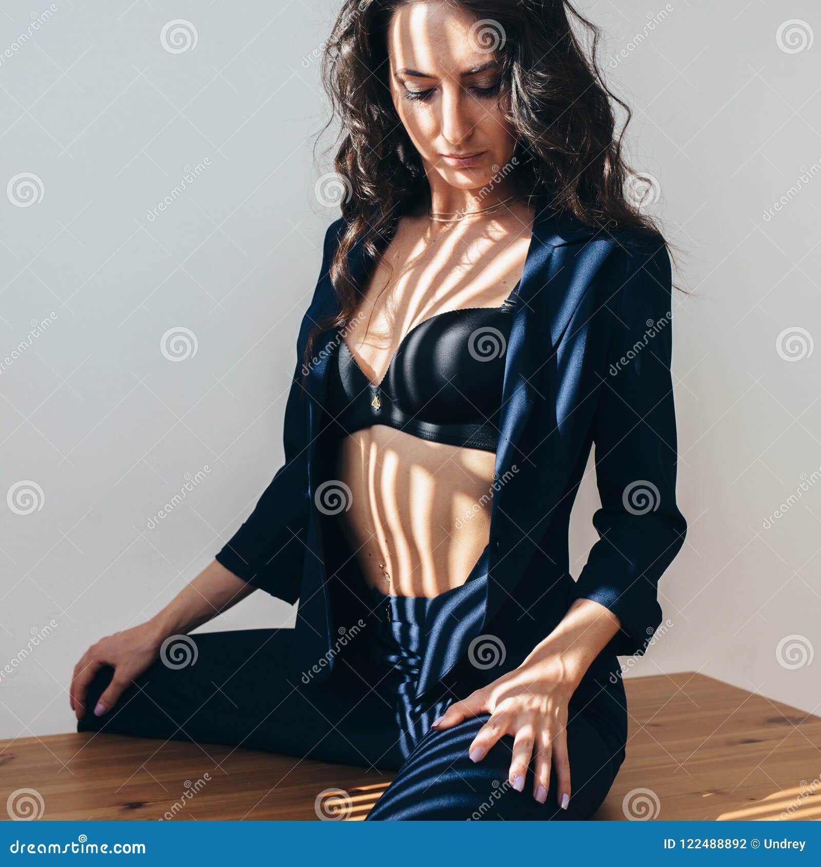 Woman with Strips of Light and Shadows on Body Stock Photo - Image of posing, pleasure: 122488892
