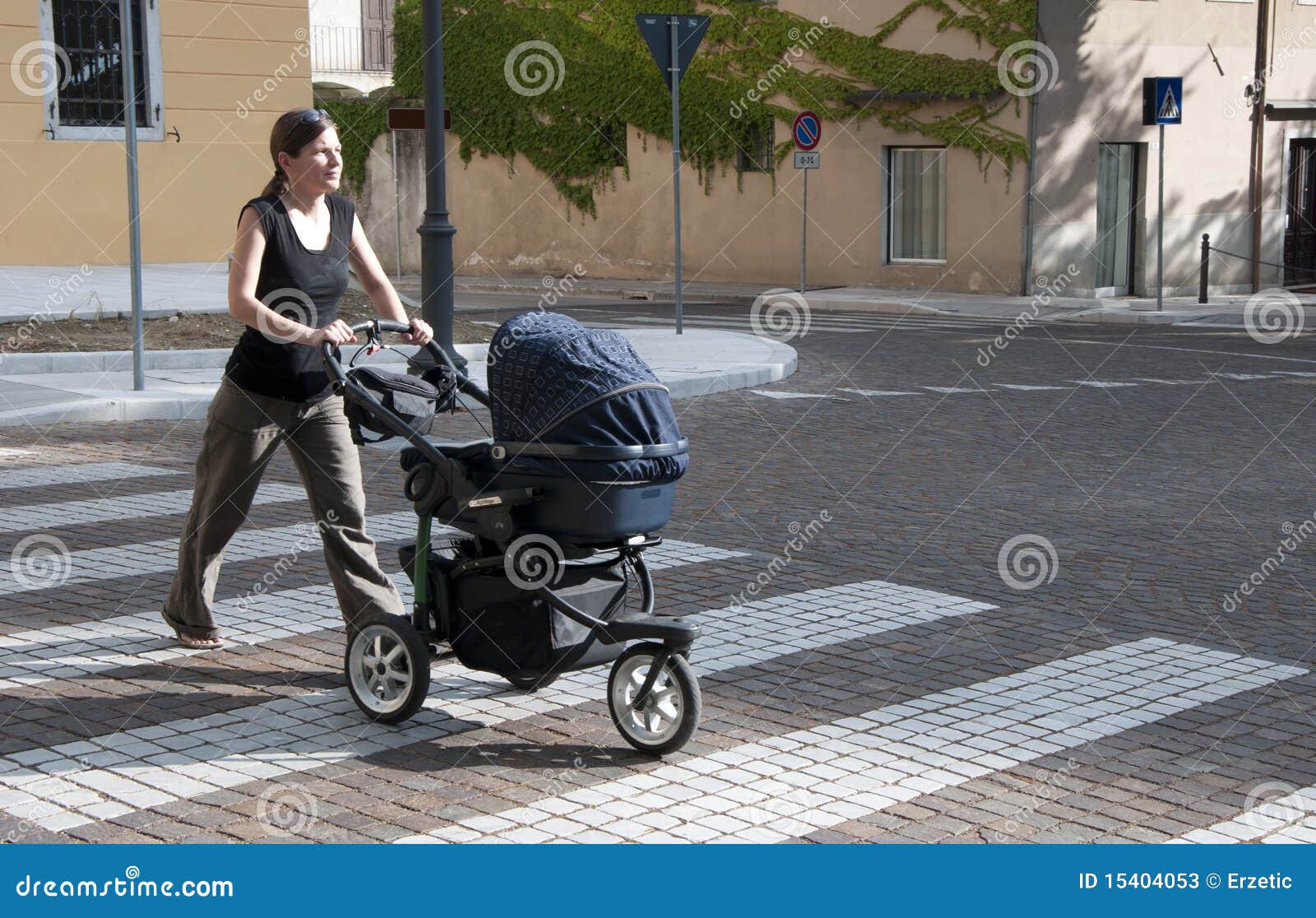 Woman with stroller stock image. Image of white, maternity - 15404053