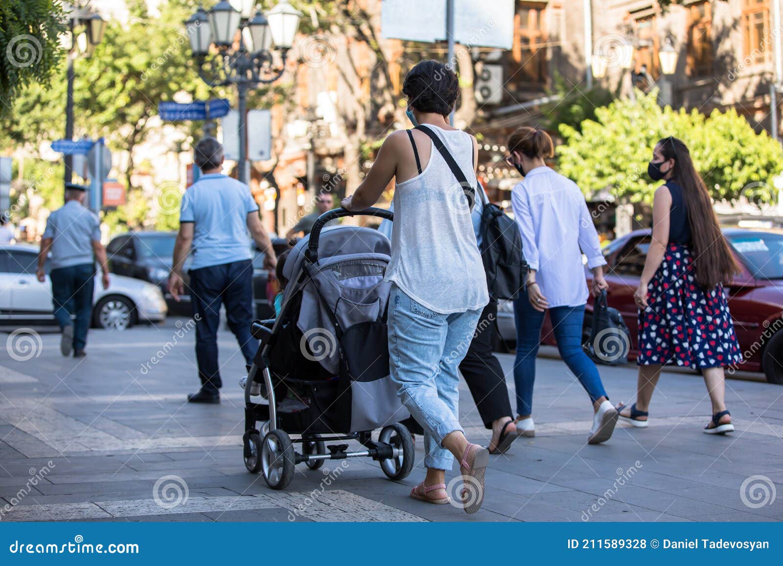 Woman with Stroller Walking Editorial Stock Photo - Image of pram ...