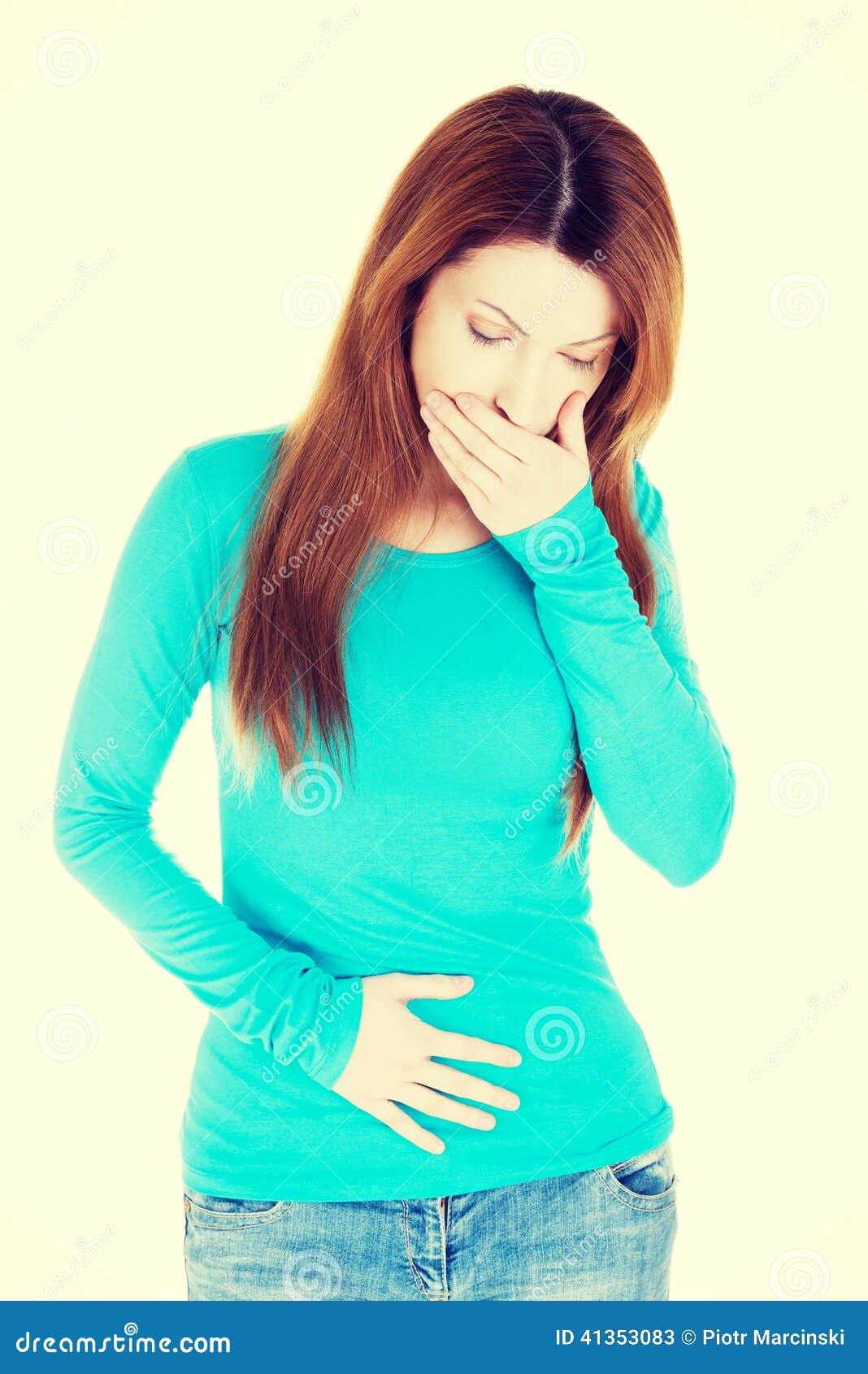 Woman with Strong Pain of Stomach and Nausea Stock Image - Image of ...