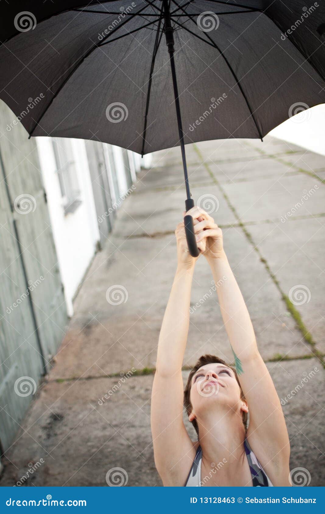 Woman in strong storm stock image. Image of worry, natural - 13128463