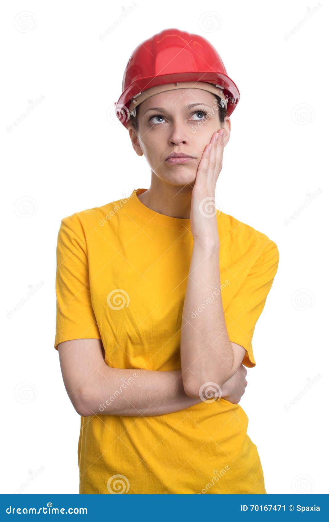 Woman Structural Engineer in Red Hard Helmet Stock Image - Image of ...