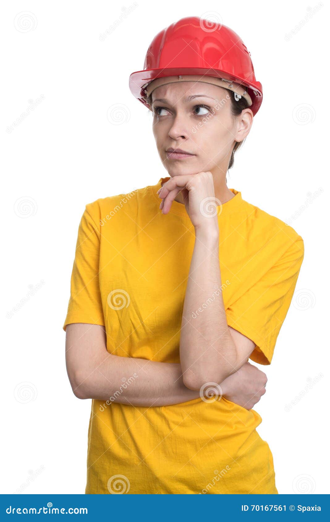 Woman Structural Engineer in Red Hard Helmet Stock Image - Image of ...