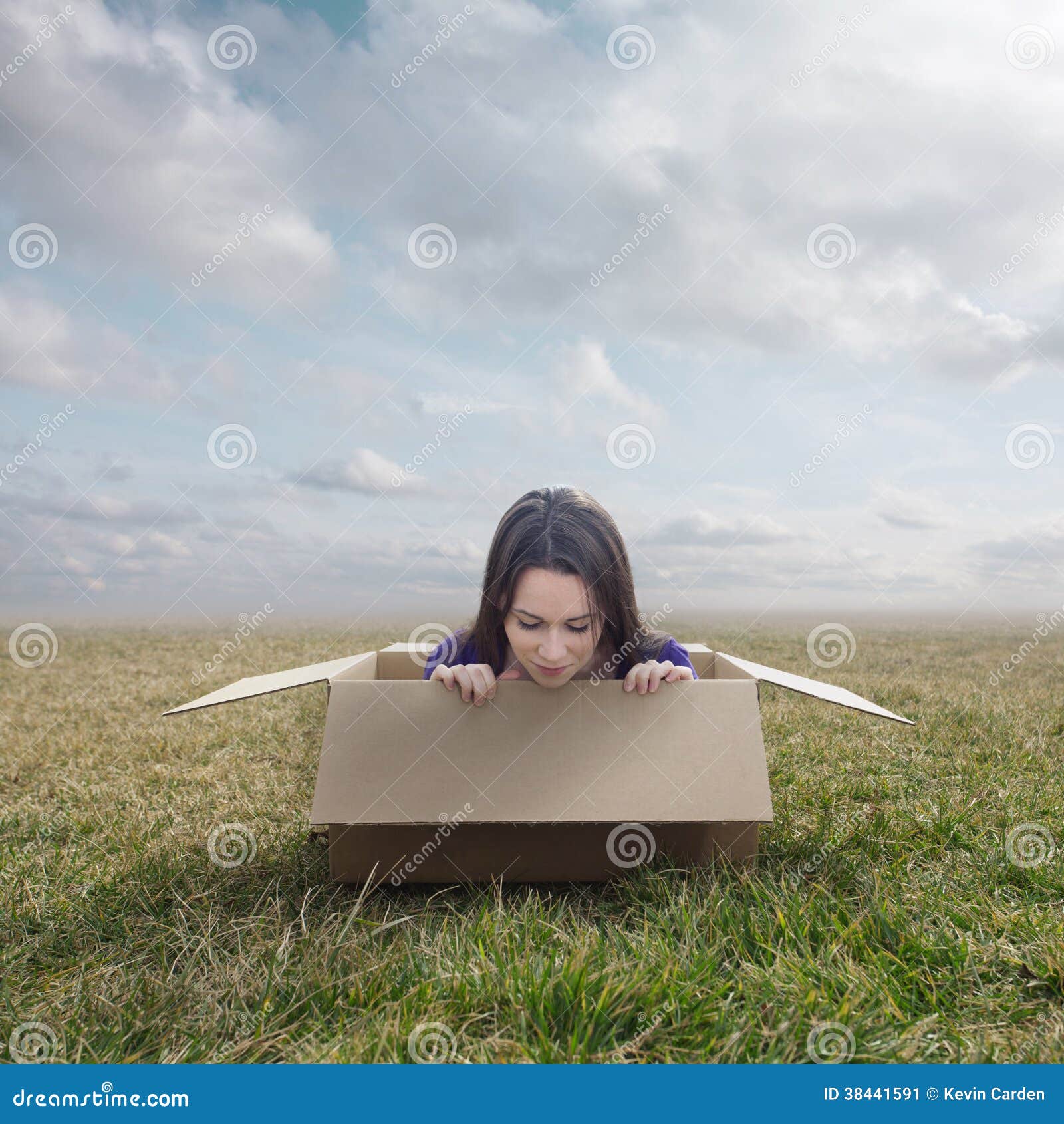 Woman stuck in box stock image. Image of concept, cardboard - 38441591