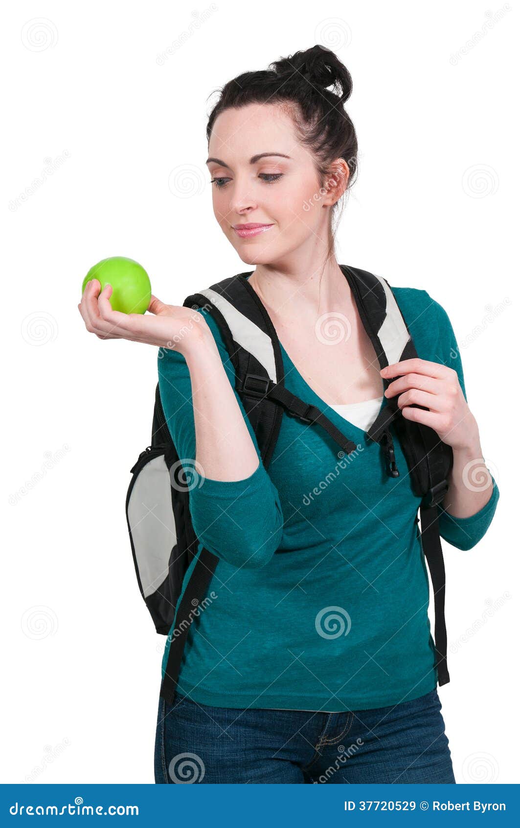 Woman Student with Apple stock image. Image of school - 37720529