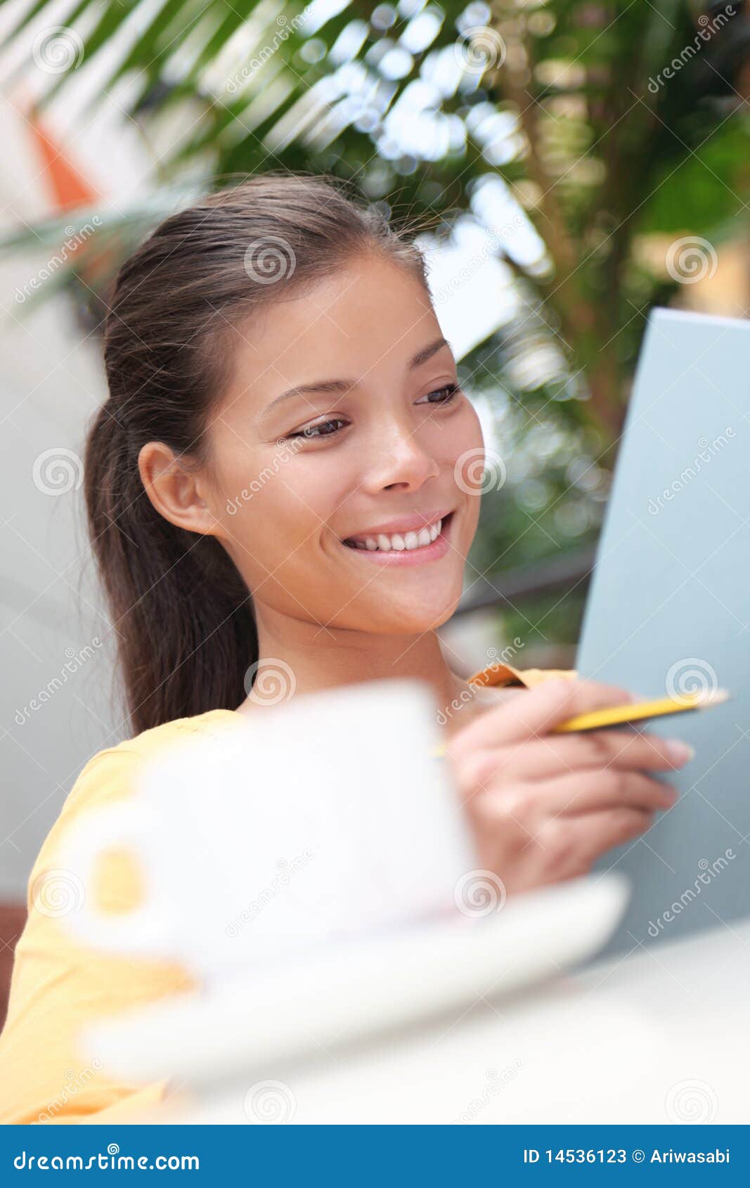 Woman student at cafe stock image. Image of caucasian - 14536123