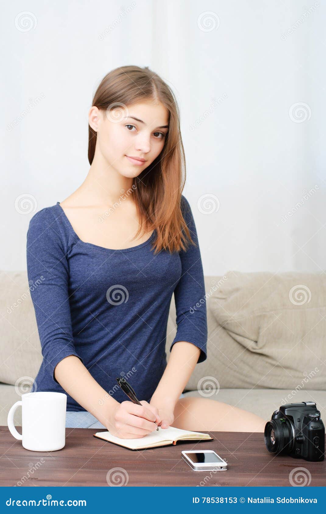 Woman Student Sitting Thinking while Studying Stock Image - Image of ...