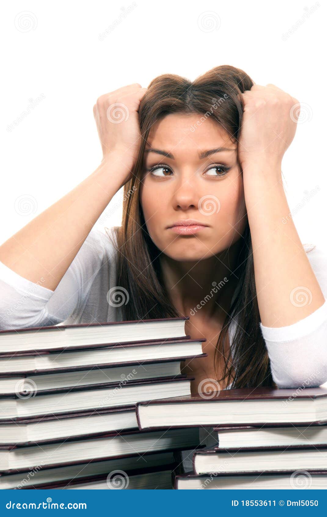 Woman Student Tired of Reading Books Stock Image - Image of library ...
