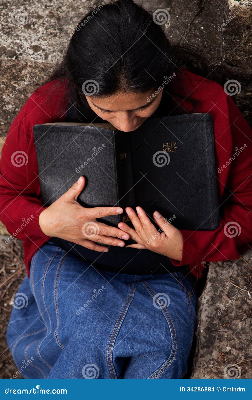 Woman Studying the Bible and Praying Stock Photo - Image of searching ...