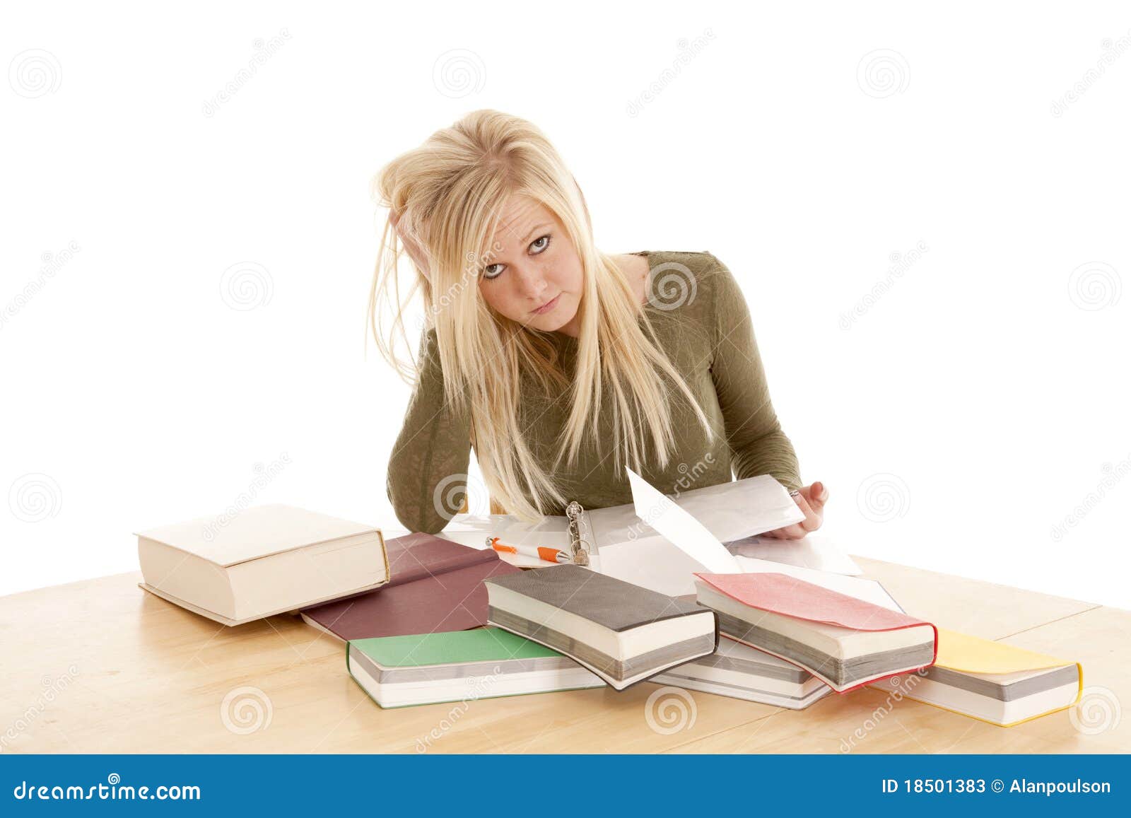 Woman Studying Frustrated Looking Stock Image - Image of person, female ...