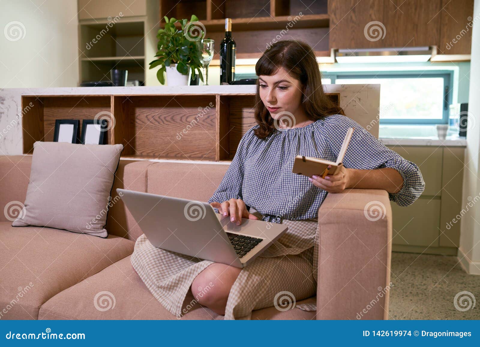Woman studying at home stock photo. Image of connection - 142619974
