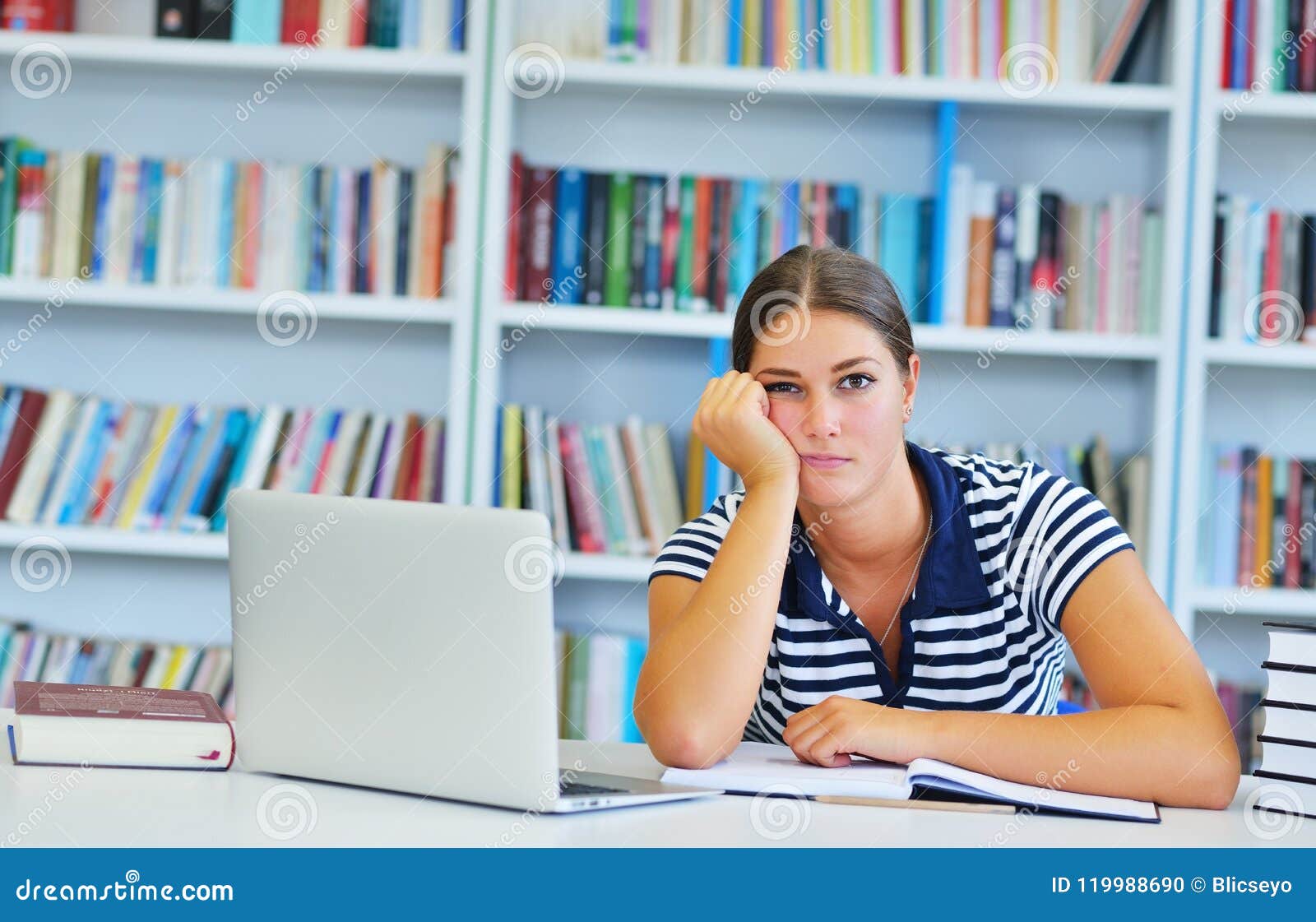 Woman Studying in the Library Stock Photo - Image of caucasian, couple ...