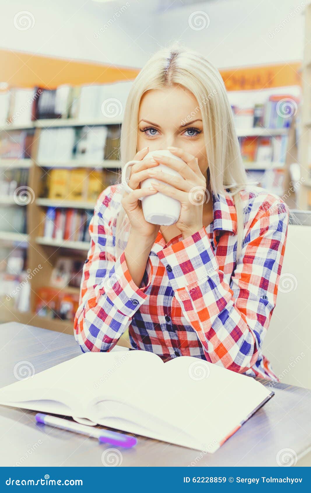 Woman studying in library stock image. Image of caucasian - 62228859