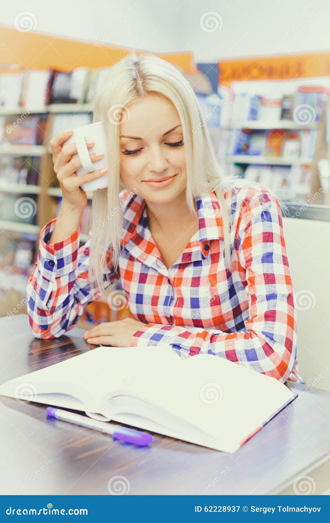 Woman studying in library stock image. Image of portrait - 62228937