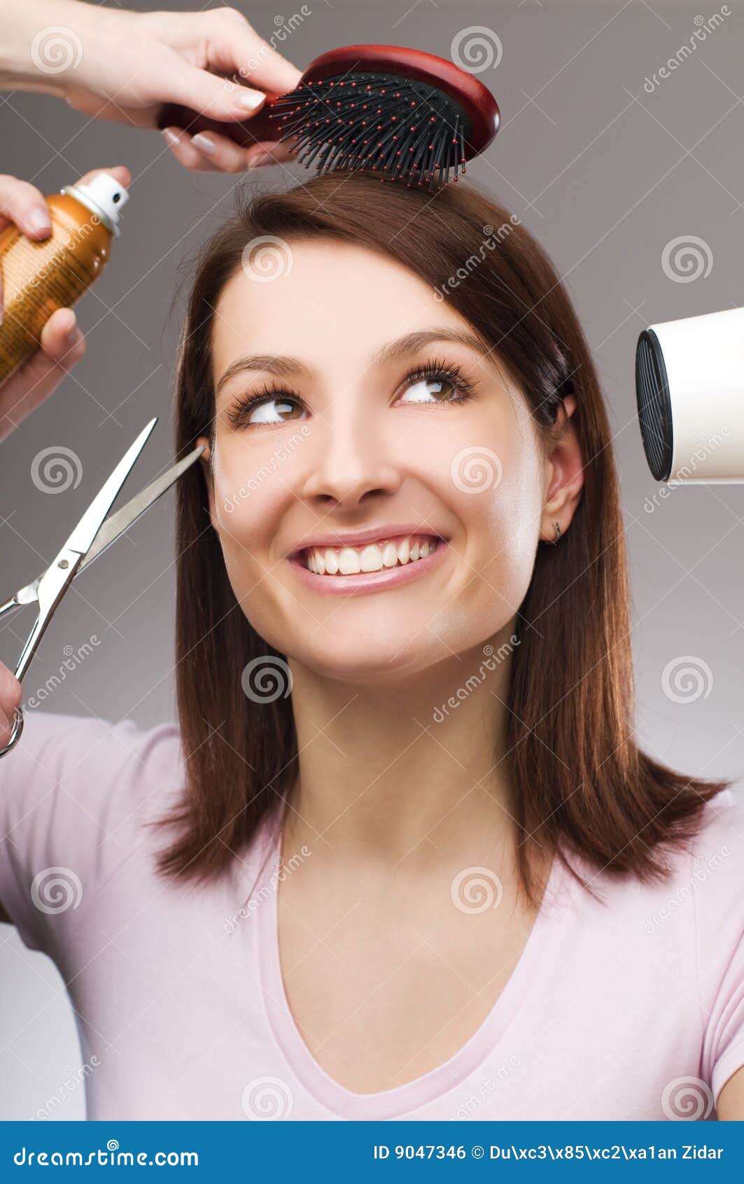 Woman with Styling Products Stock Photo - Image of hold, hairspray: 9047346