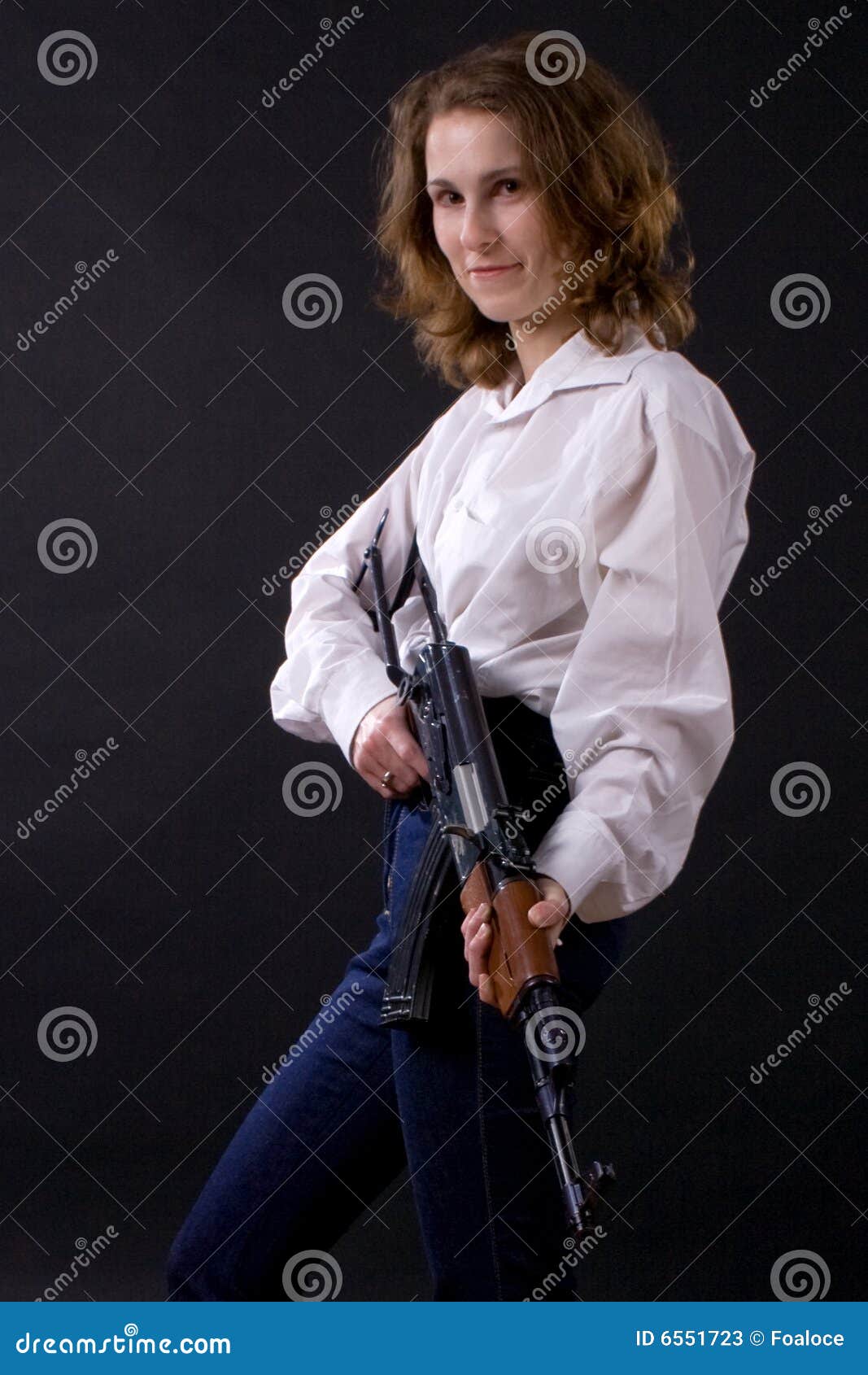 Woman with submachine gun stock image. Image of knot, adult - 6551723