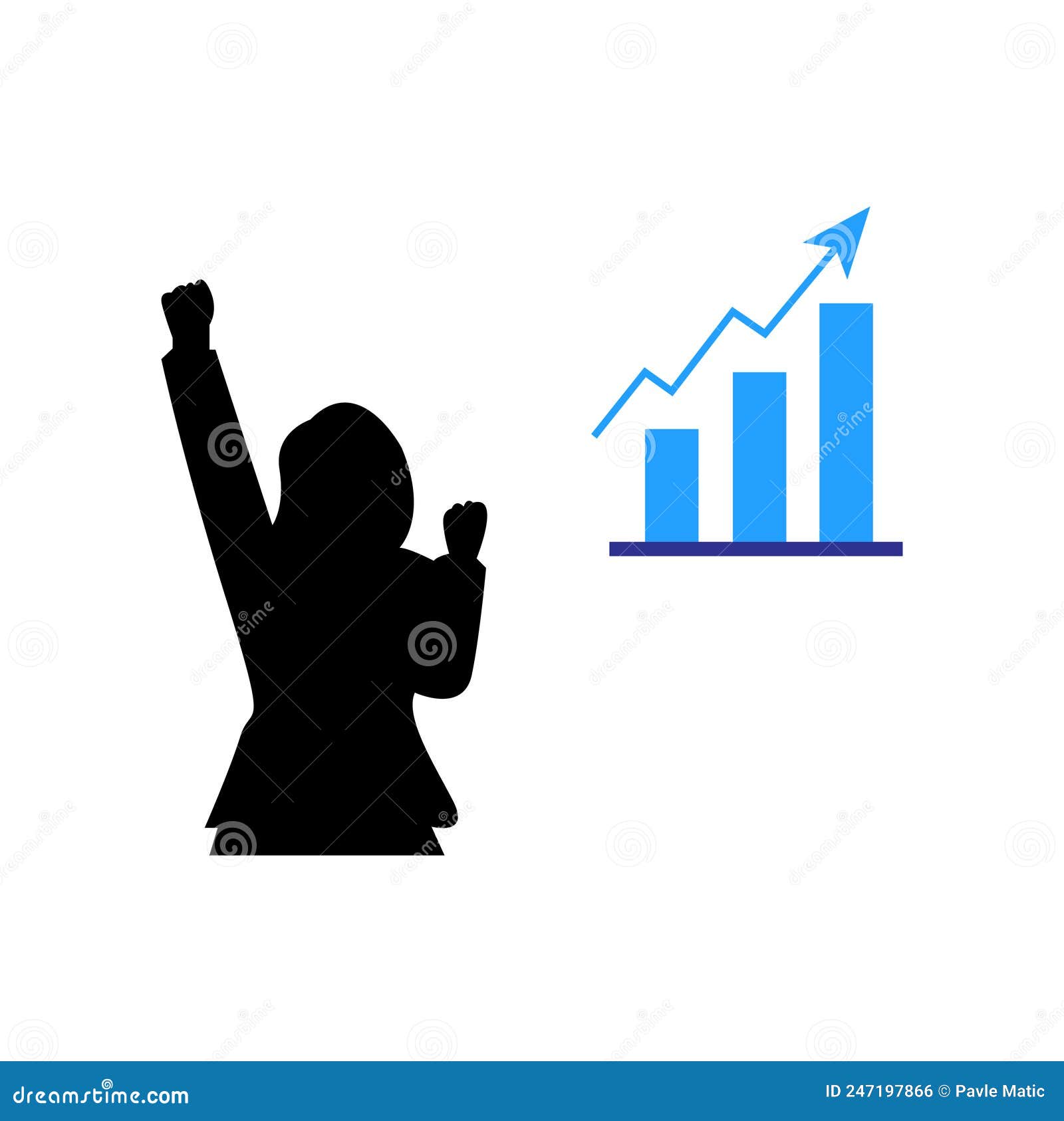Woman Success Graph Chart on White Background Stock Vector ...