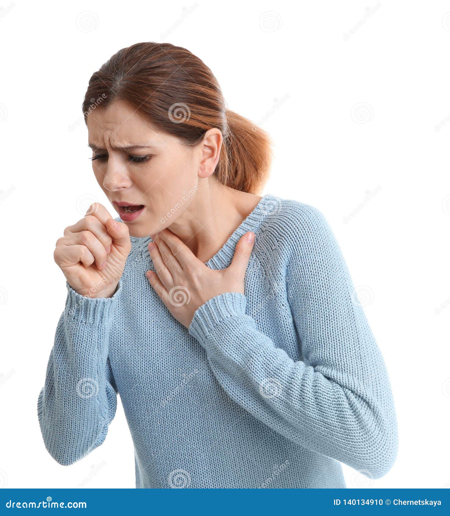 Woman suffering from cough stock photo. Image of background - 140134910