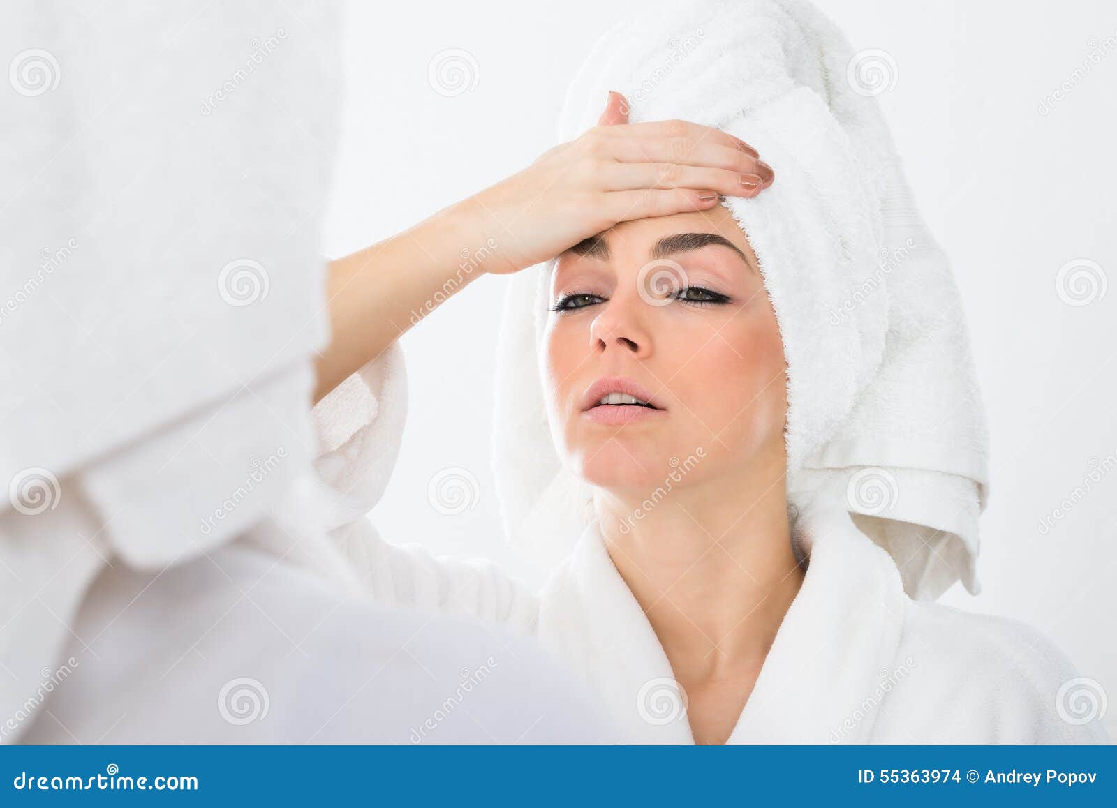 Woman suffering from fever stock photo. Image of hangover - 55363974