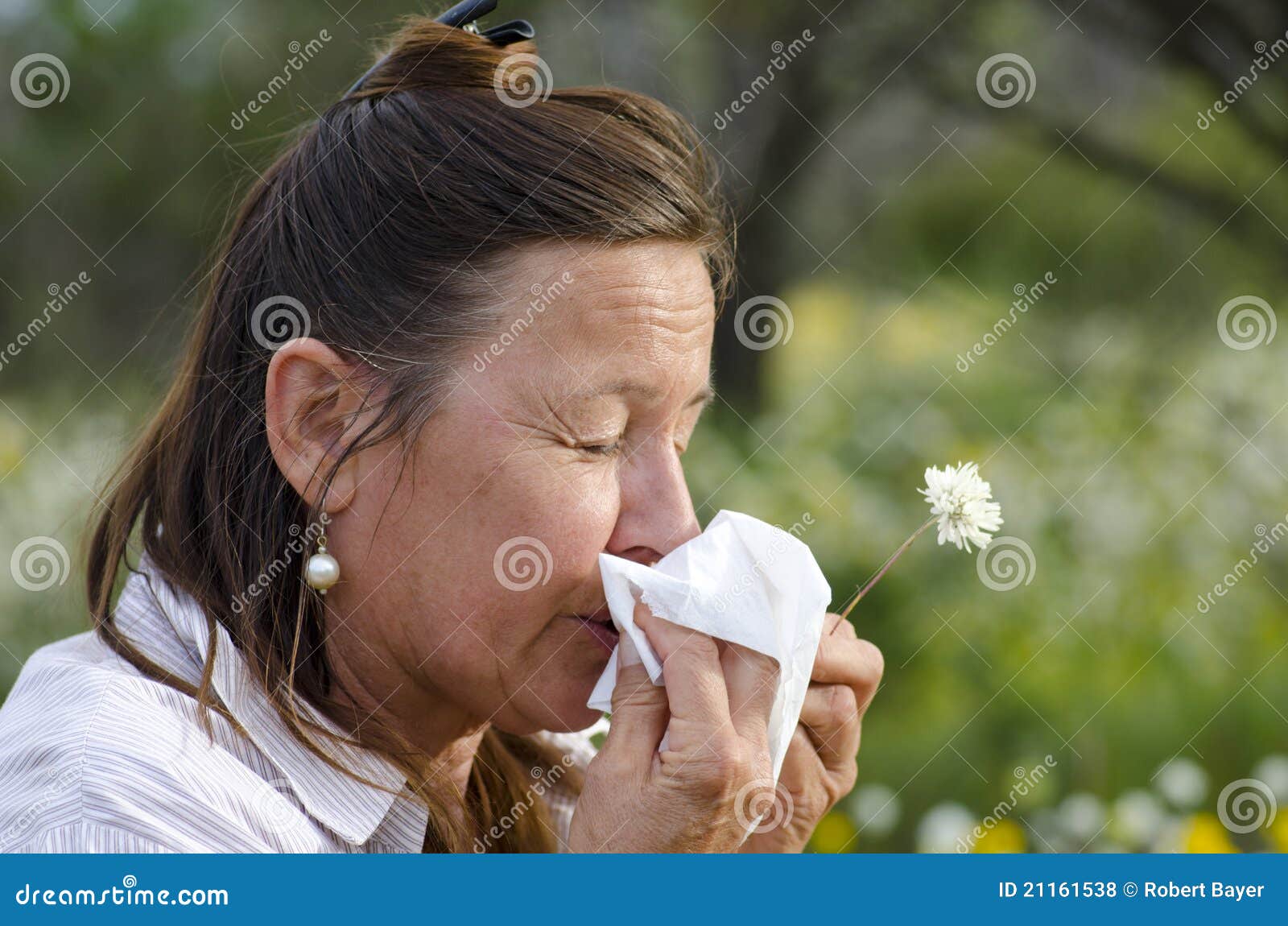 Woman suffering Hay Fever stock photo. Image of background - 21161538