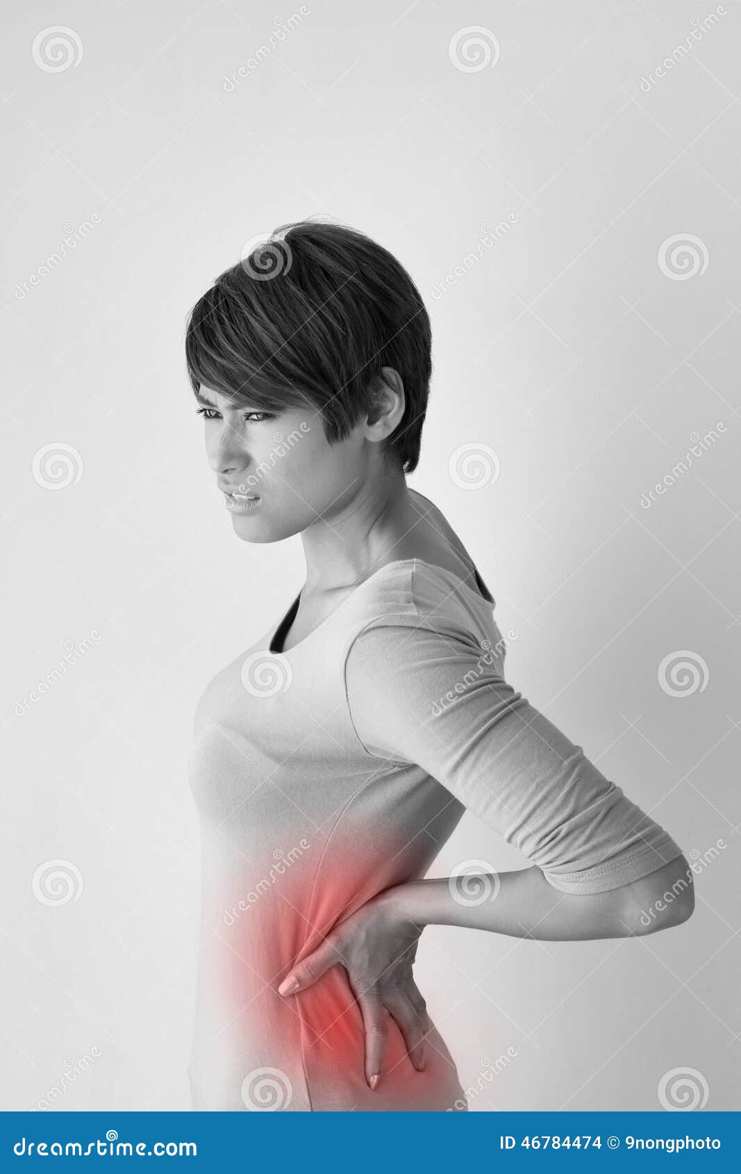 Woman Suffers from Back Pain, Concept of Office Syndrome Stock Photo ...