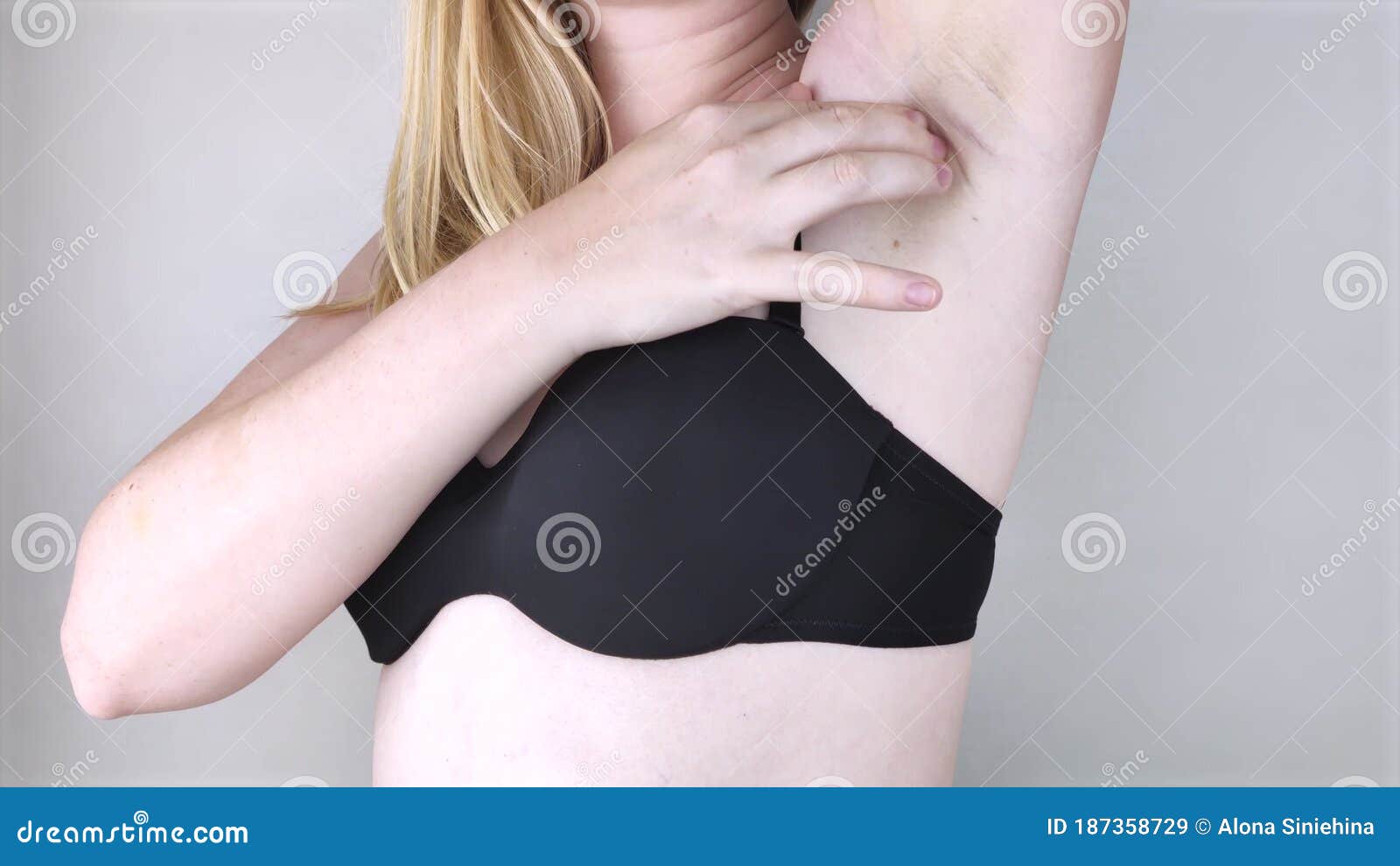 A Woman Suffers from Pain in the Armpit. Sweating, Unpleasant Odor ... A Woman Suffers from Pain in the Armpit. Sweating, Unpleasant Odor ...