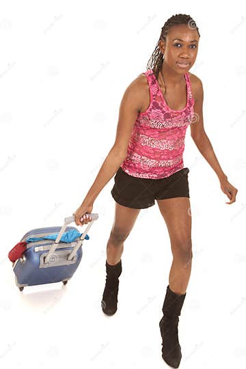 Woman with Suitcase Running Stock Photo - Image of beautiful, hips ...