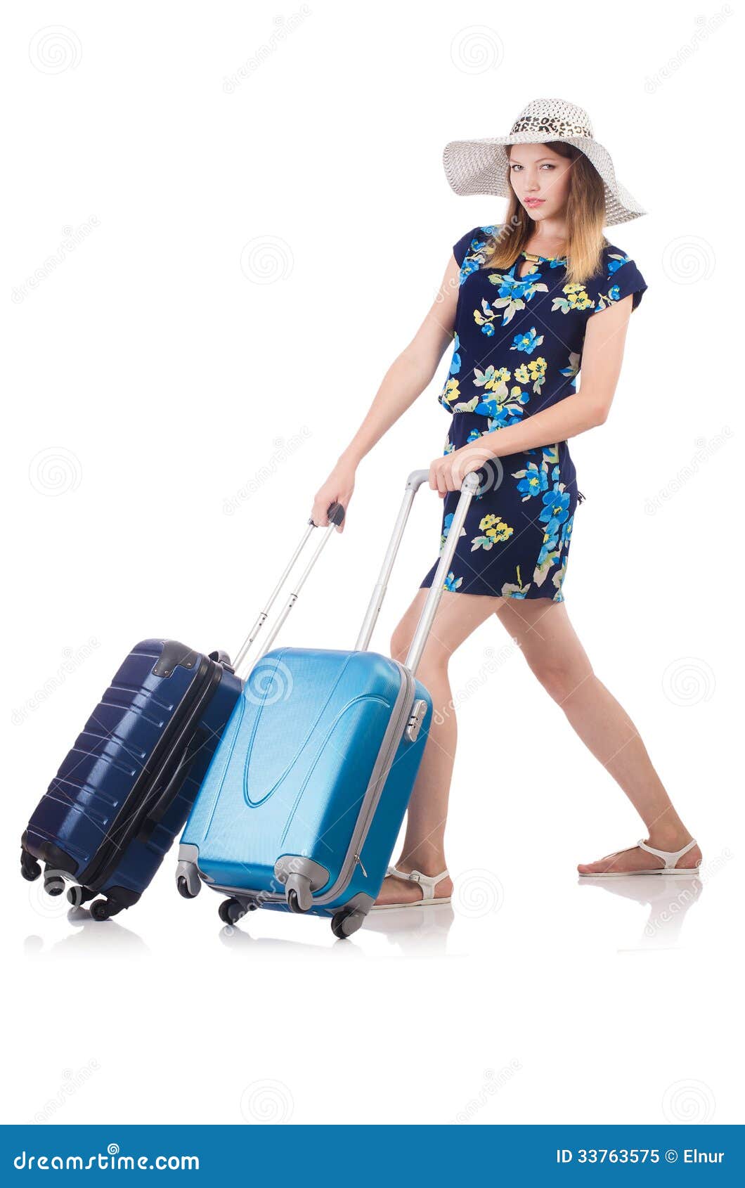 Woman with suitcases stock image. Image of isolated, tourism - 33763575