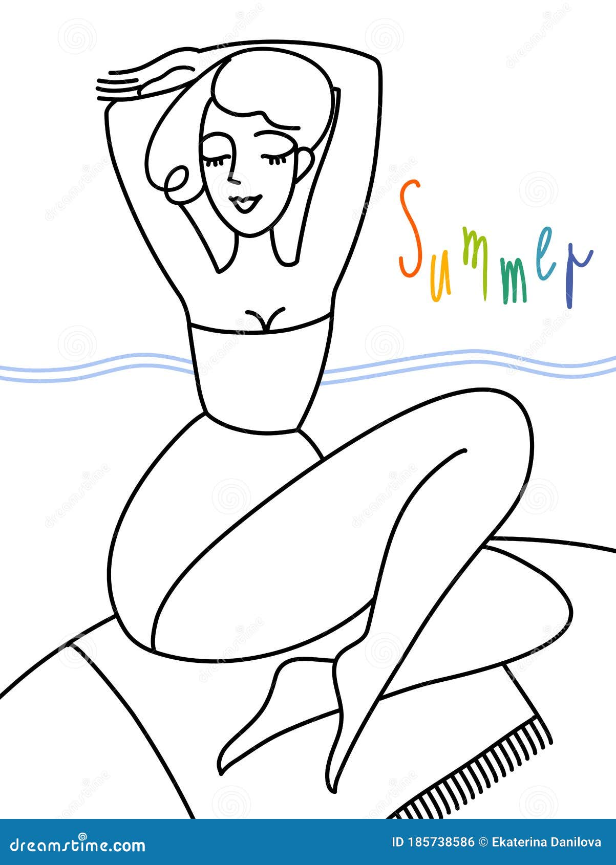 Woman Sunbathes On The Beach Stock Vector Illustration Of Black Girl