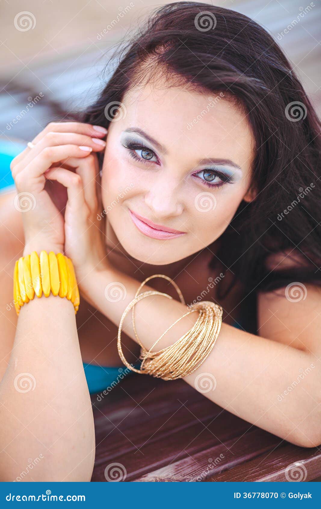 Woman Sunbathing In Bikini At Tropical Travel Resort Beautiful Young