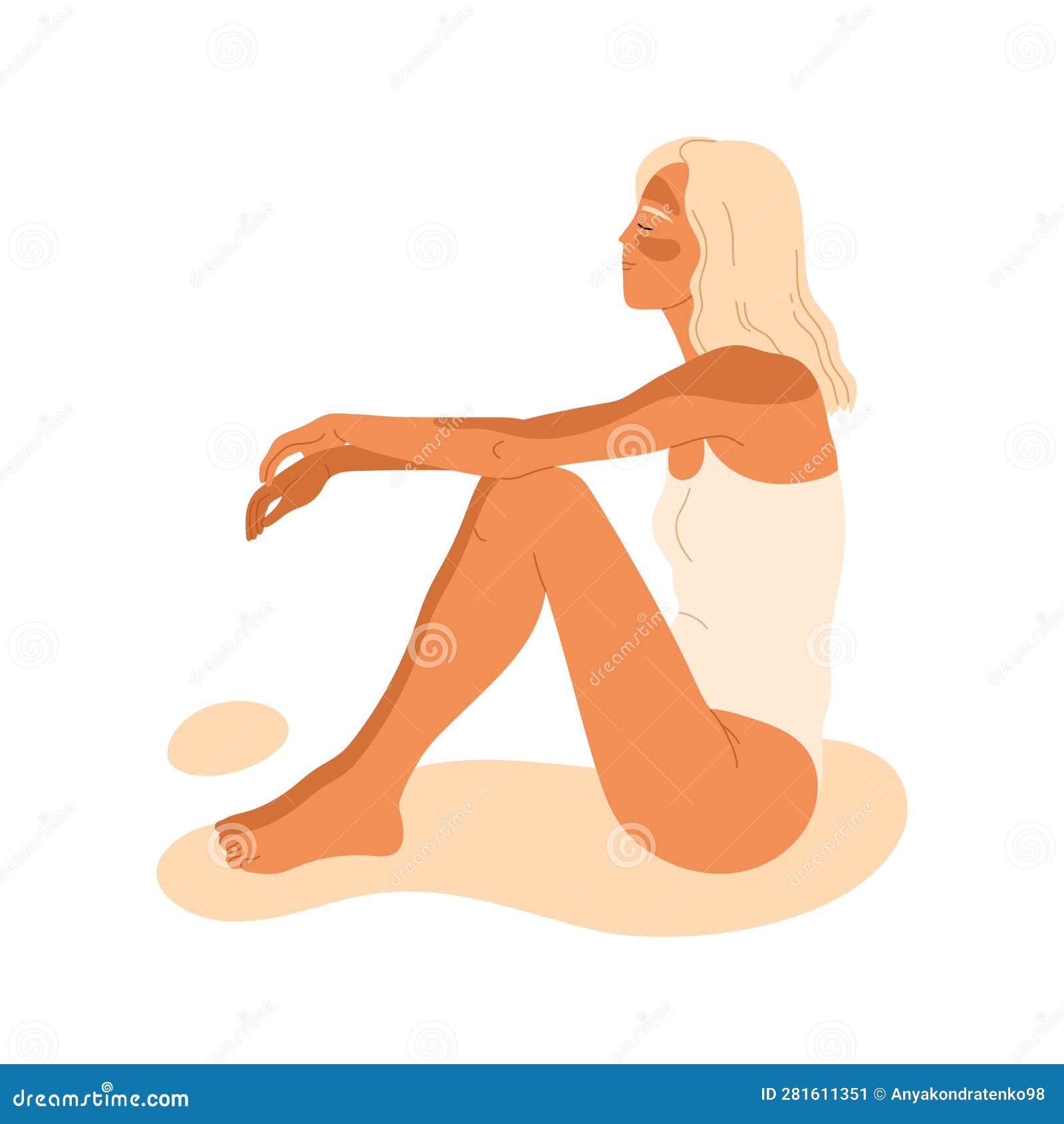 Woman With Sunburn Girl With Sunstroke Sun Tanning Uv Exposure Stock
