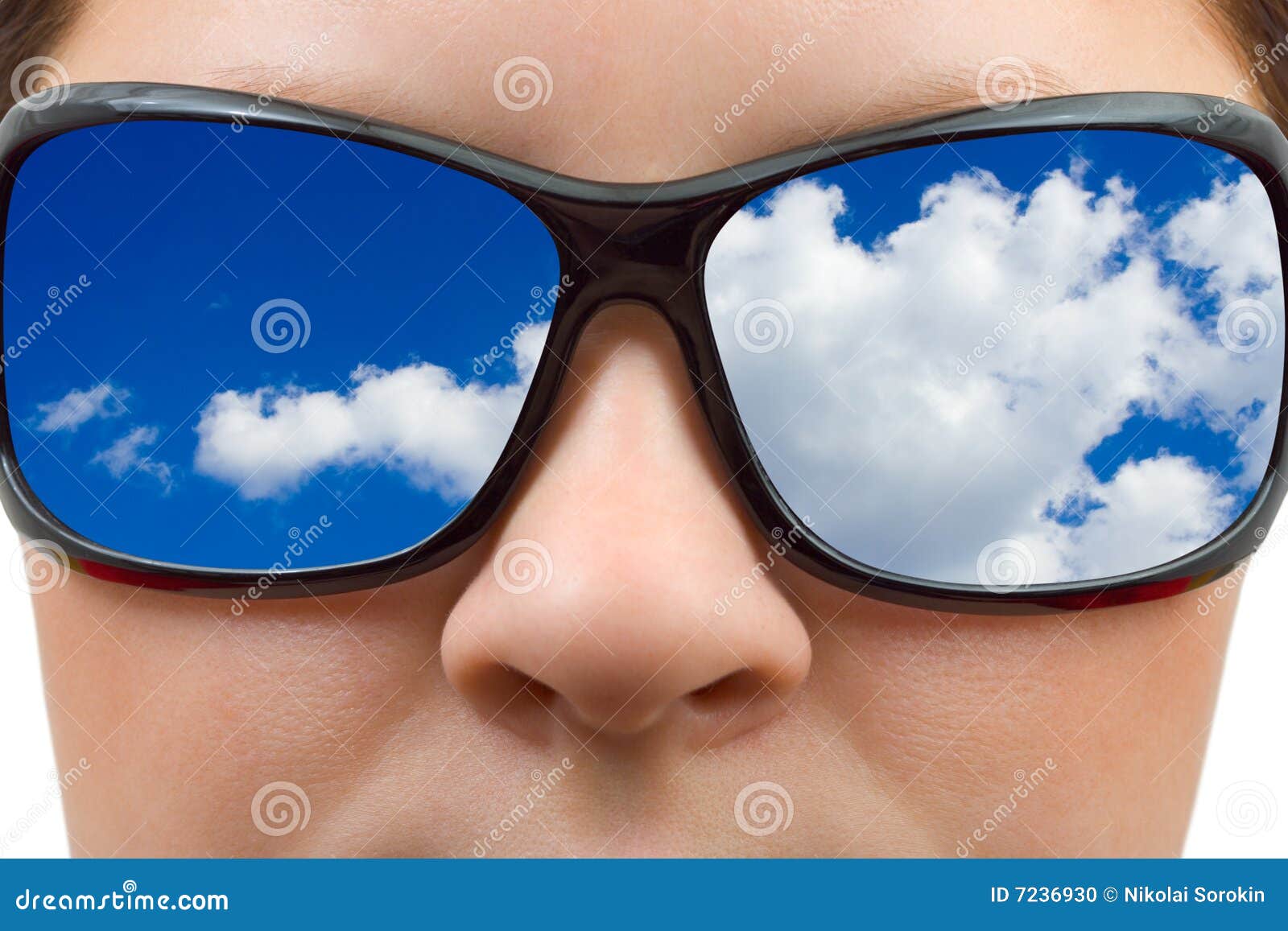 Woman in Sunglasses and Sky Reflection Stock Photo - Image of face ...