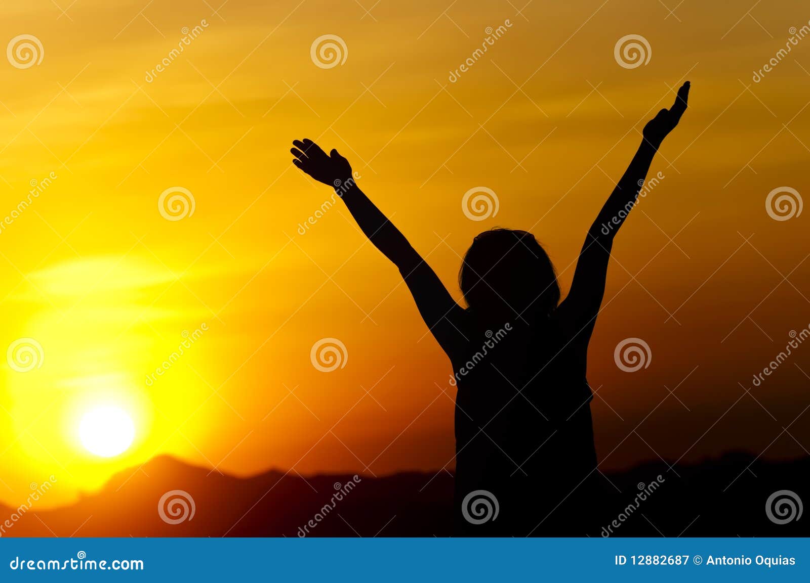 Woman in Sunset stock image. Image of tranquil, dusk - 12882687