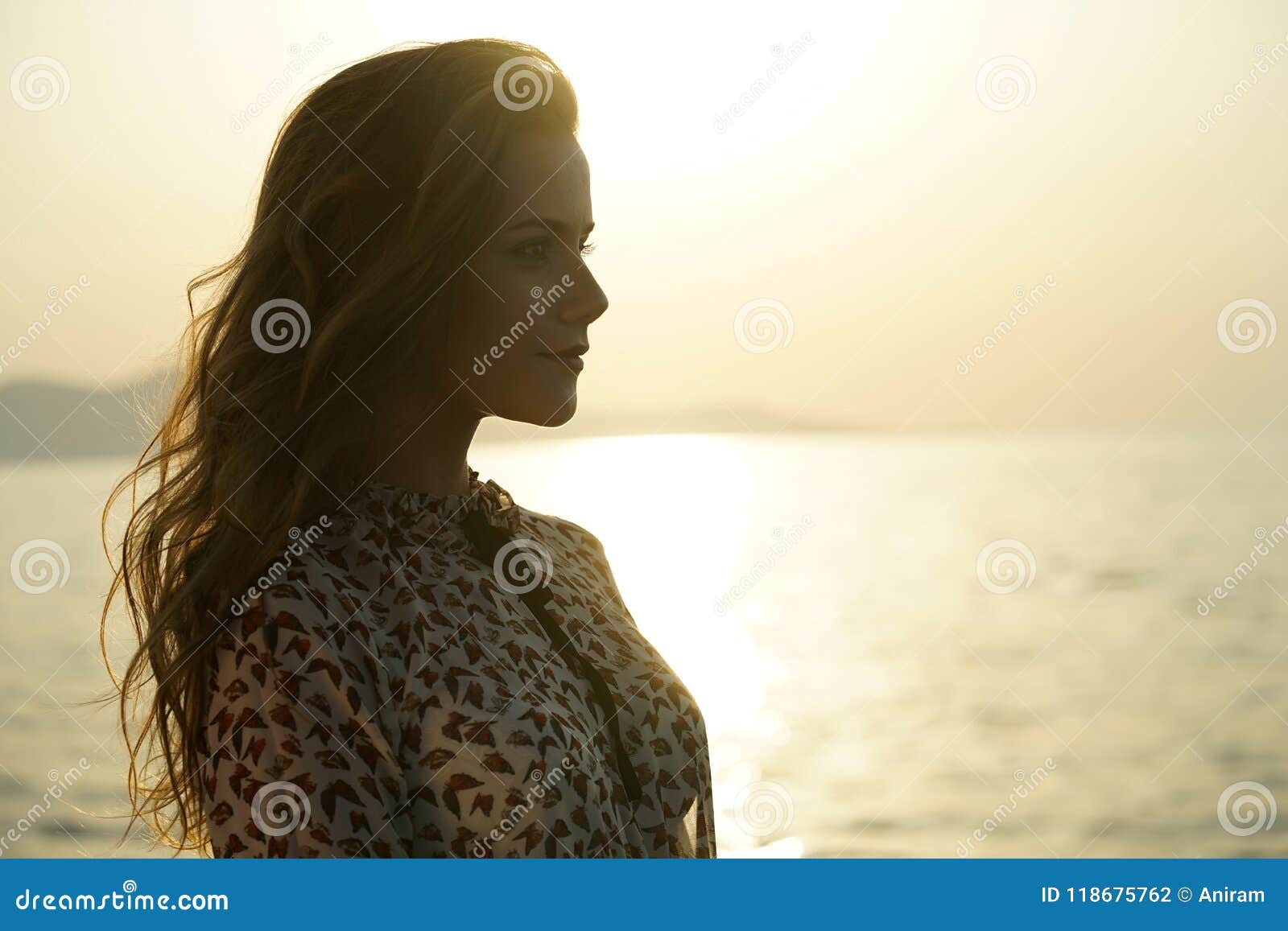 Woman by Sunset on the Beach Stock Photo - Image of woman, trendy ...
