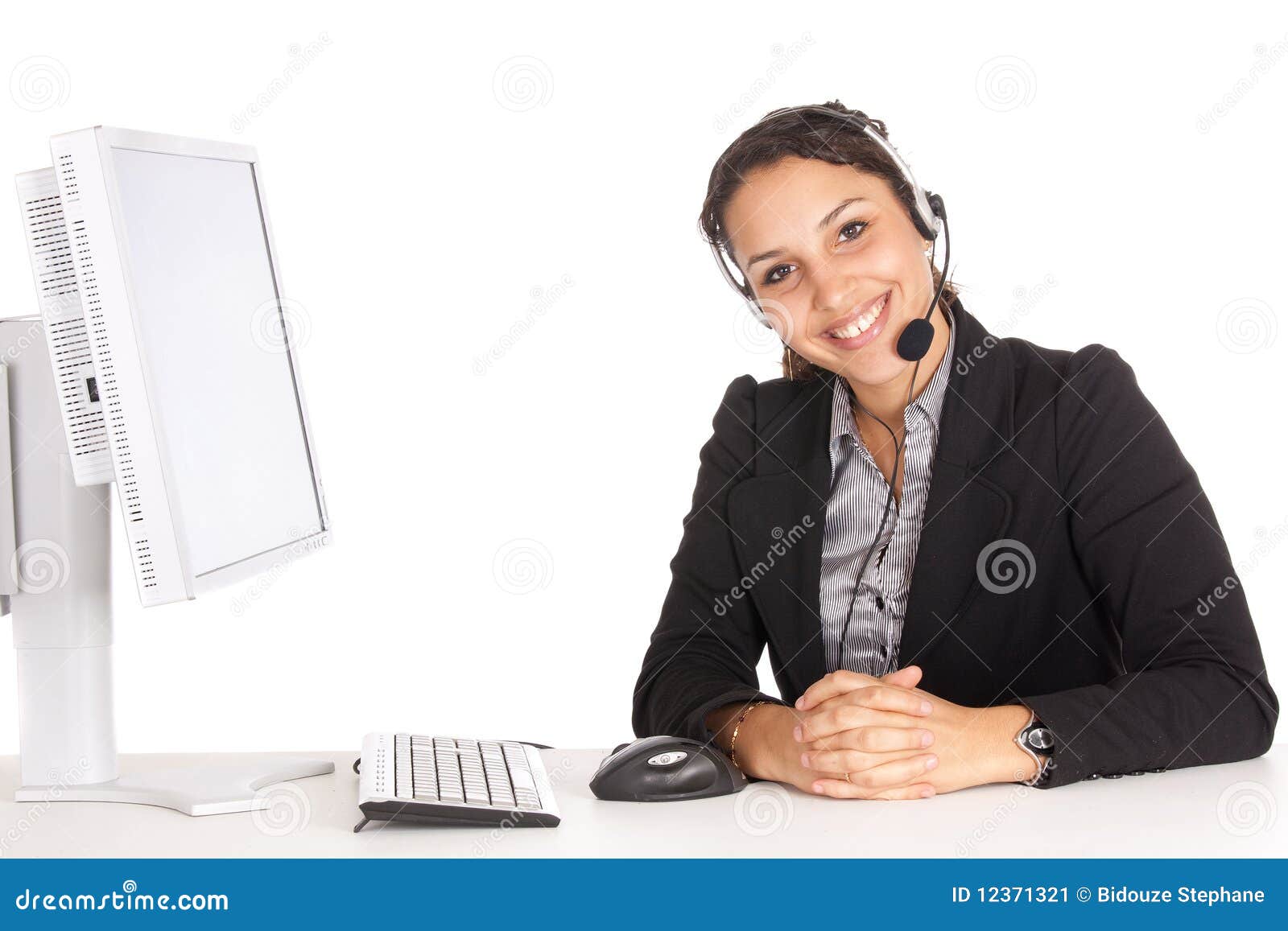 Woman support agent stock image. Image of model, brunette - 12371321