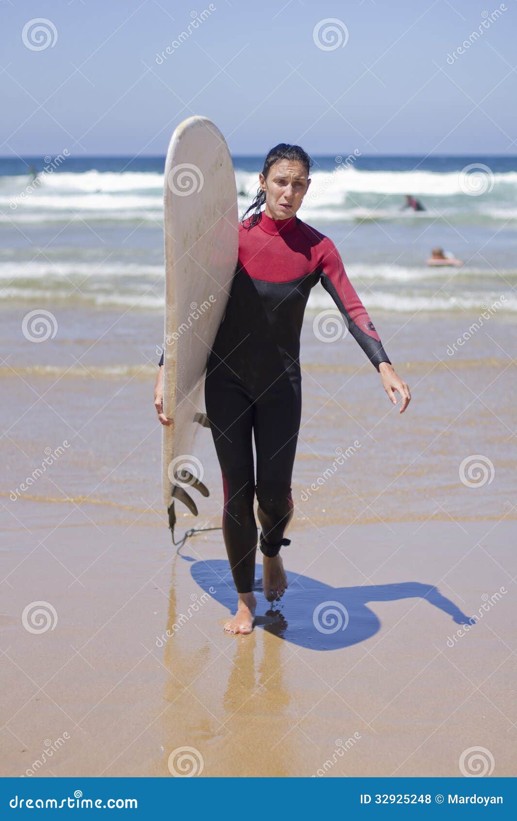 Woman with surf stock photo. Image of summer, shadow - 32925248