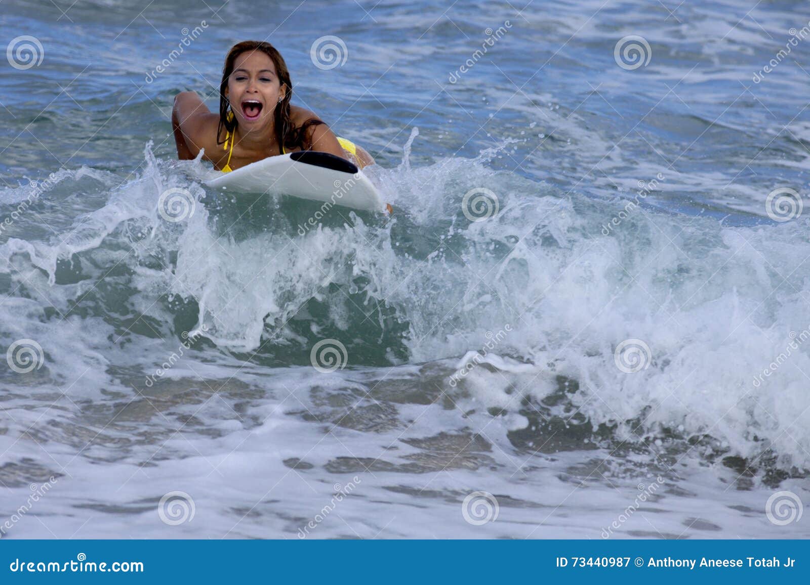 Woman on Surfboard stock image. Image of exercise, activity - 73440987