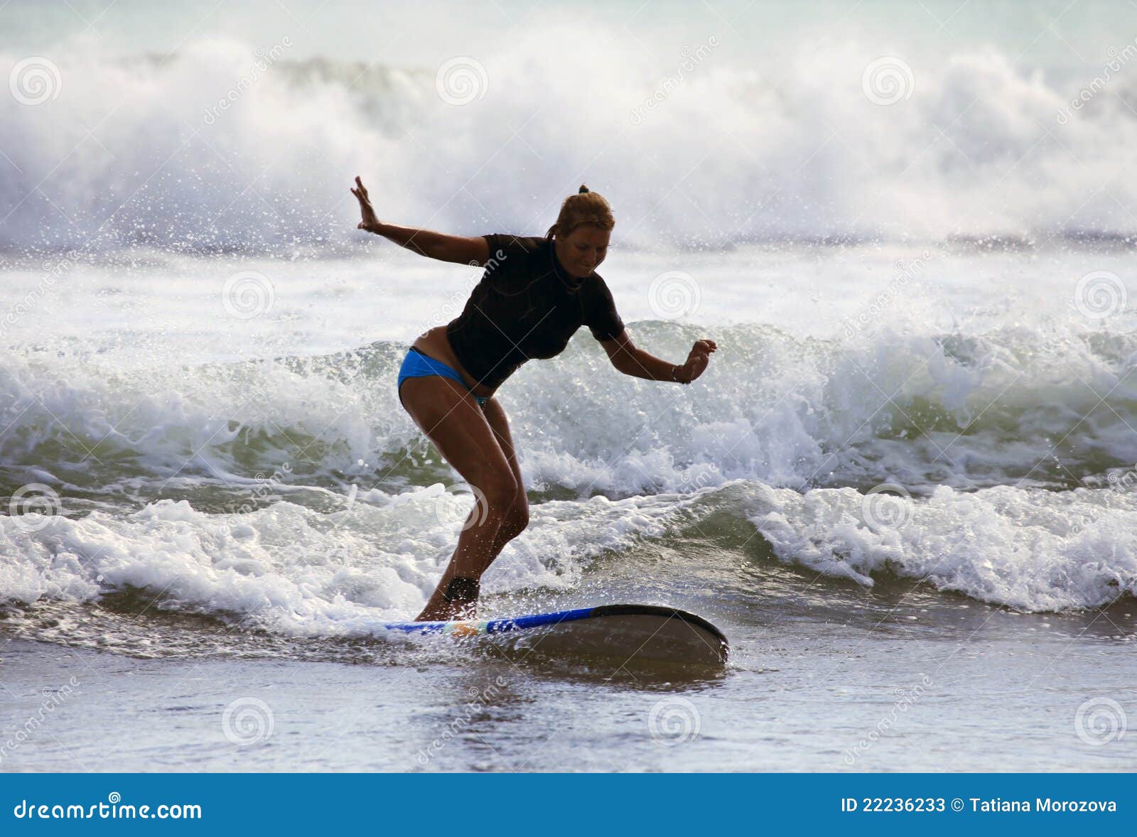Woman - surfer in ocean stock image. Image of shore, surf - 22236233