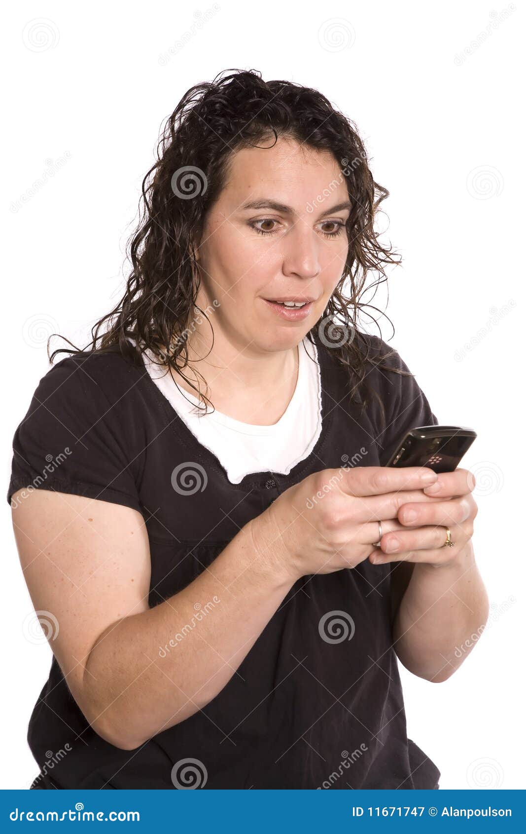 Woman with Surprised Expression Texting Stock Image - Image of ...