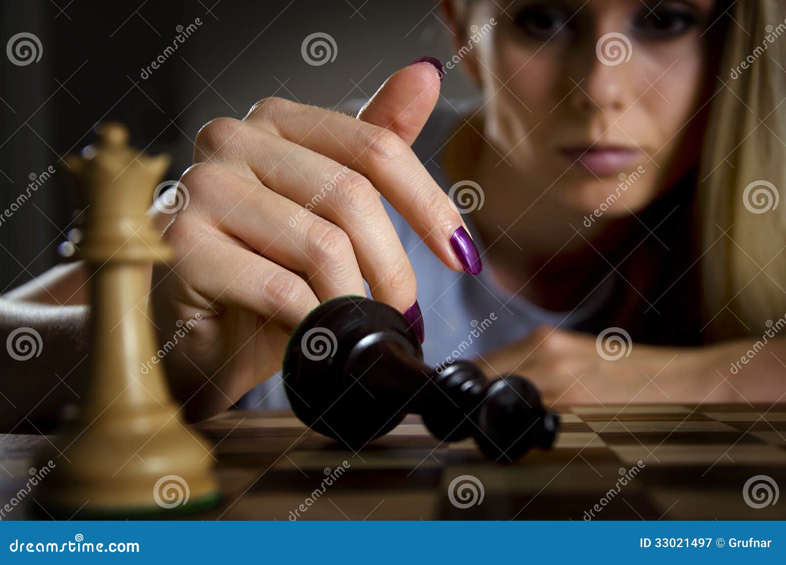 Woman Surrendering Her King in Chess Stock Image - Image of ...