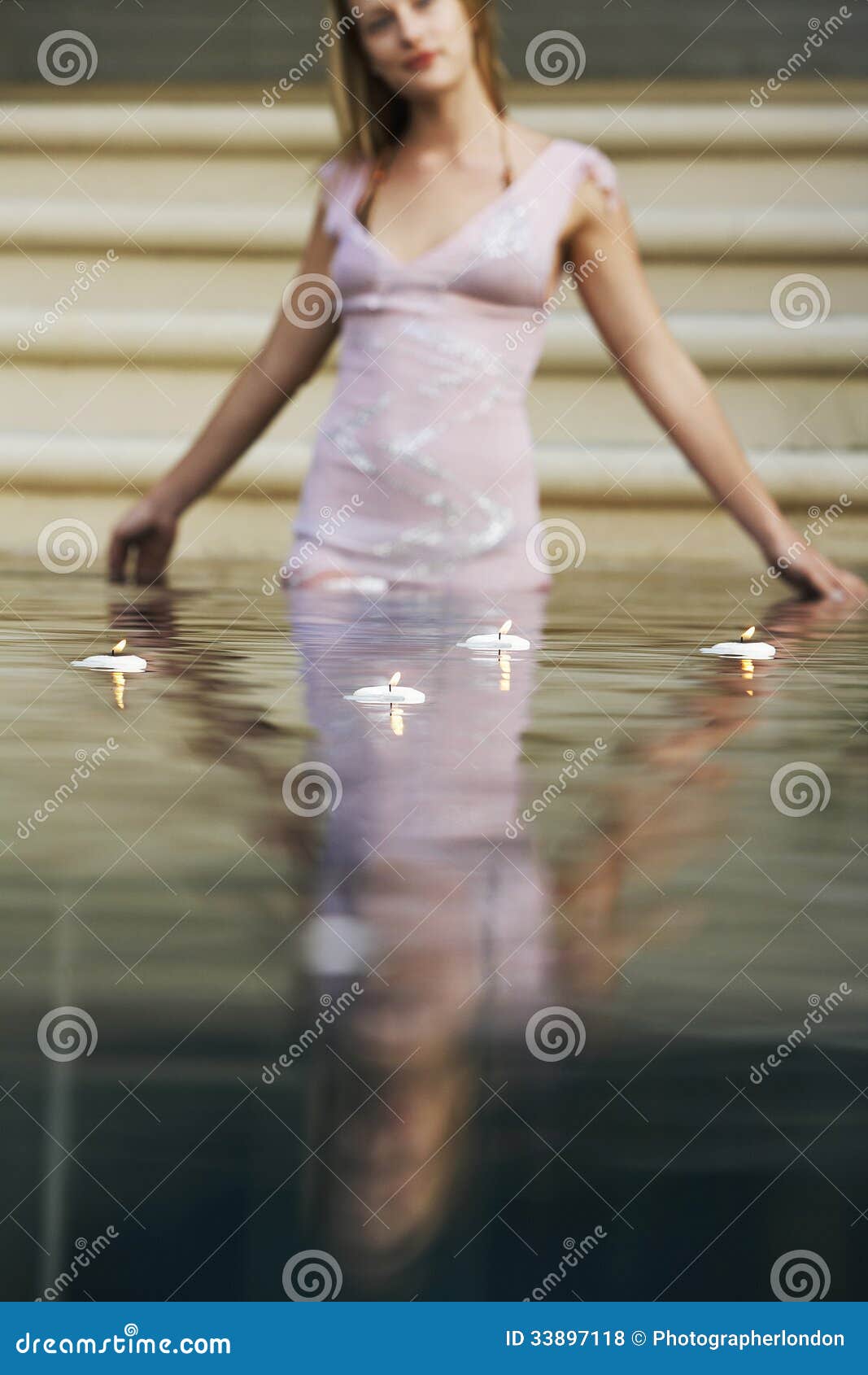 Woman Surrounded by Floating Candles in Pool Stock Photo - Image of ... Woman Surrounded by Floating Candles in Pool Stock Photo - Image of ...
