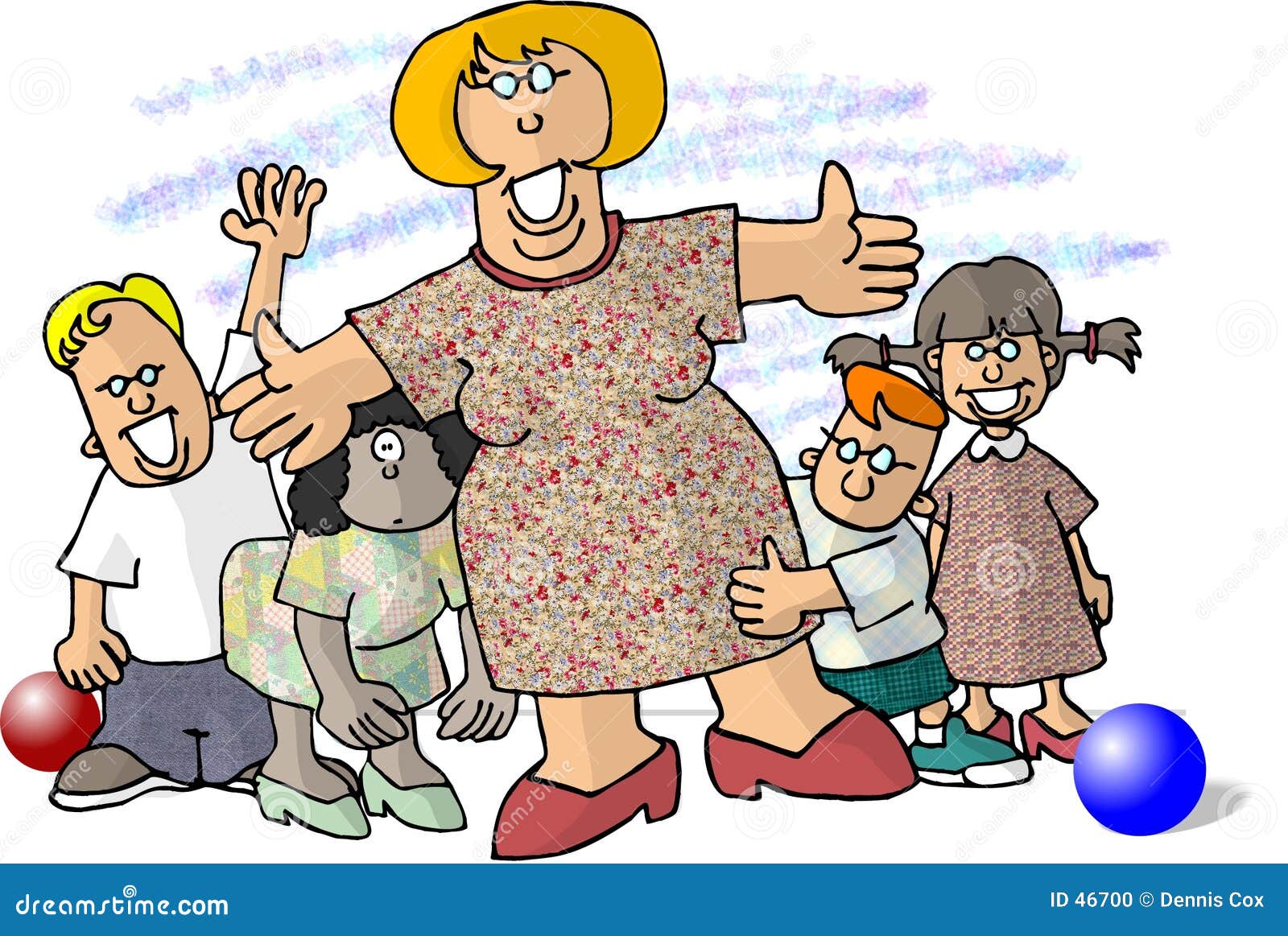 Woman Surrounded by Small Children Stock Illustration - Illustration of ...