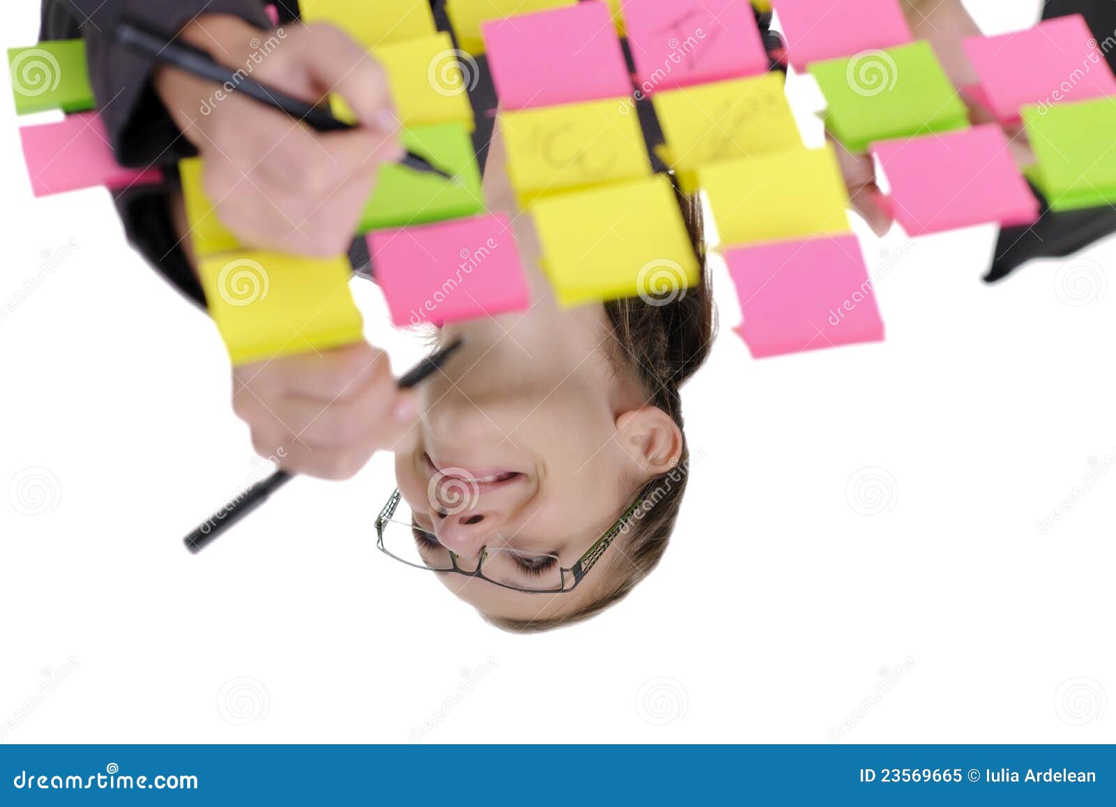 Woman Surrounded by Sticky Notes Stock Image - Image of white, manager ...