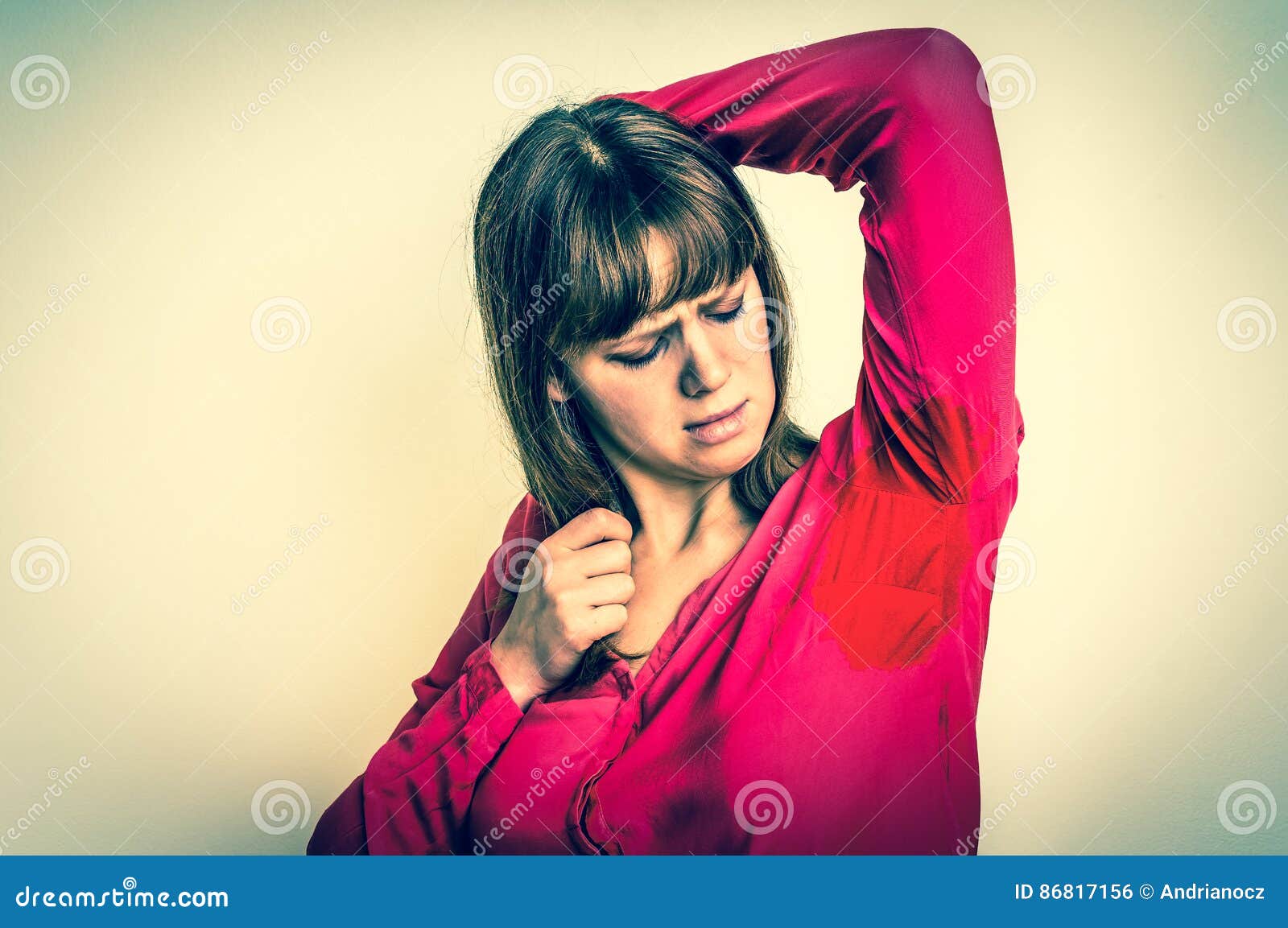 Woman with Sweating Under Armpit - Retro Style Stock Photo - Image of ...