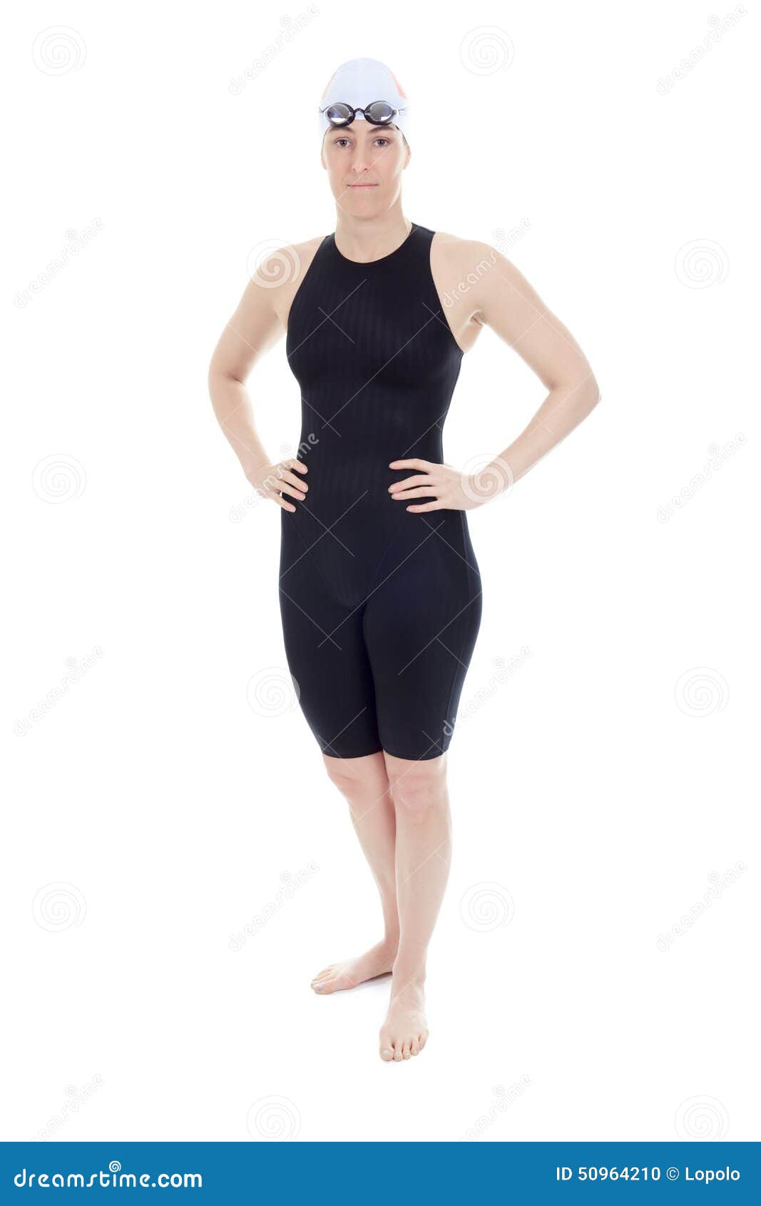 Woman Swimmer Studio White Background Stock Photo - Image of races ...