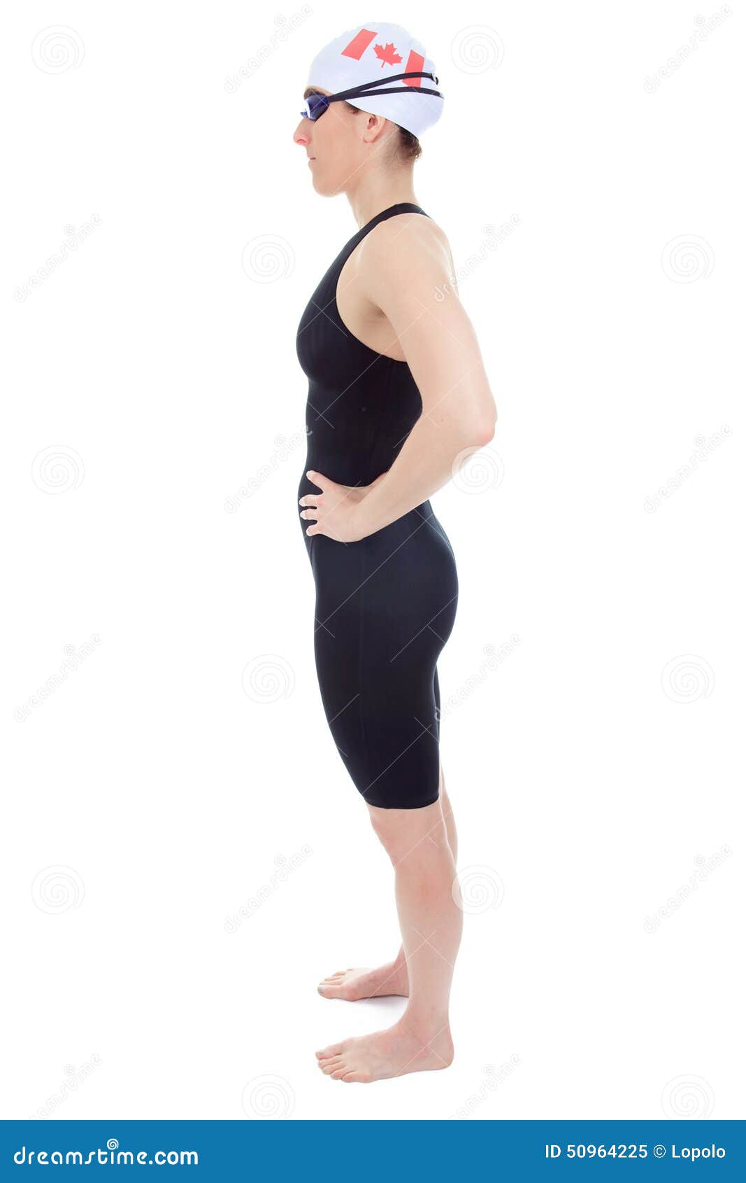 Woman Swimmer Studio White Background Stock Image - Image of aquatic ...