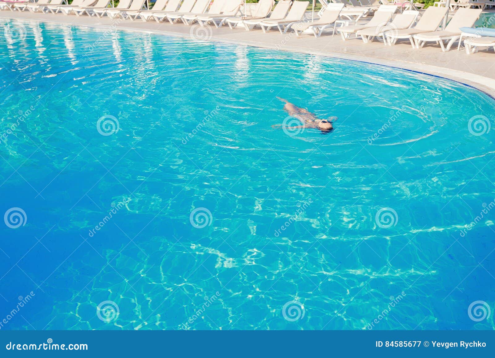 Woman Swimming On A Blue Water Pool Stock Image Image Of Lifestyle