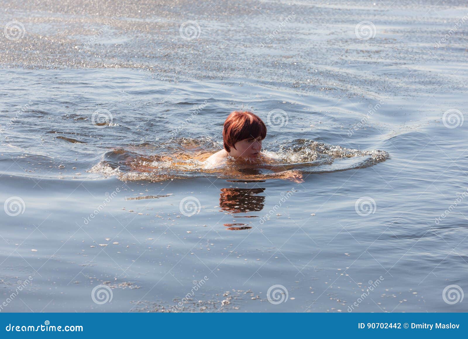 Woman Swimming in Cold Spring Water Stock Photo - Image of swimming ...