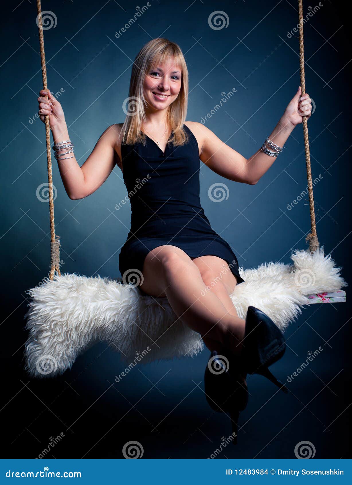 Woman on swing stock photo. Image of dress, caucasian - 12483984
