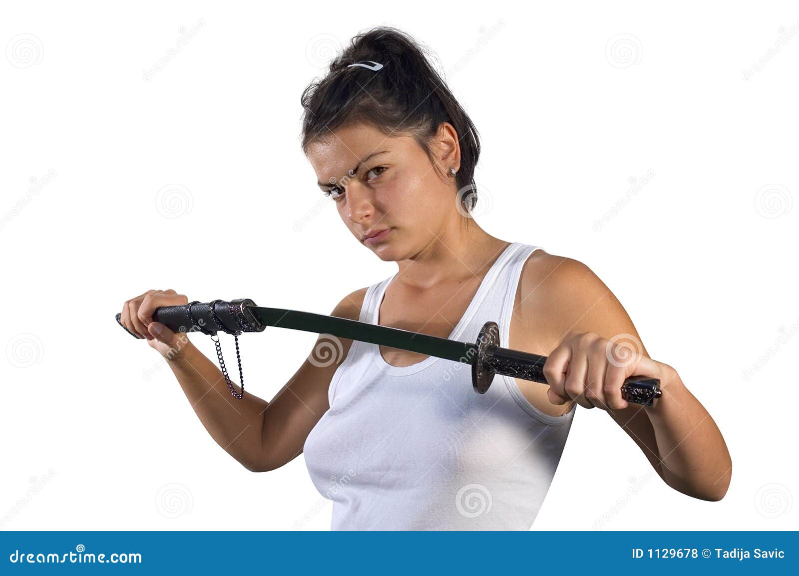 Woman with sword stock photo. Image of enemy, danger, defence - 1129678